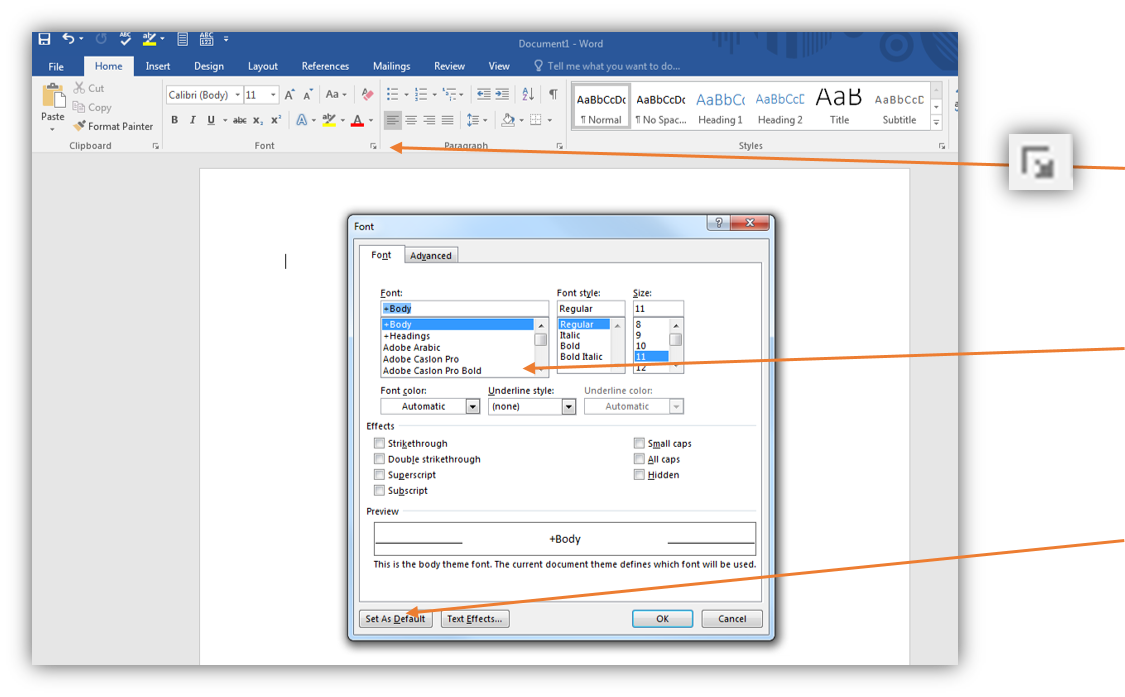 Office 2016 FAQ s Setting The Default Font